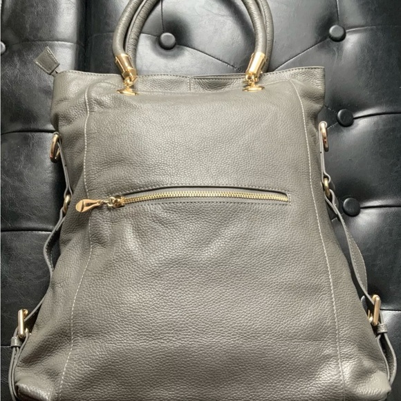 Bags | Kristen Bell For Erica Anenberg Sutton Graygrey Leather Tote ...